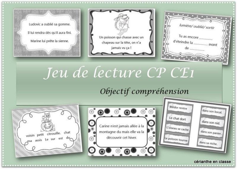 JEU DE COMPRÉHENSION DE LECTURE DÉBUT CE1 – Cérianthe en classe