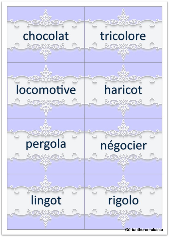 cartes mots C G 2 – Cérianthe en classe
