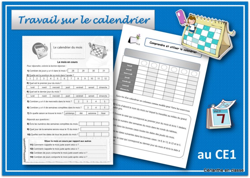 TRAVAIL AUTOUR DU CALENDRIER AU CE1 – Cérianthe en classe
