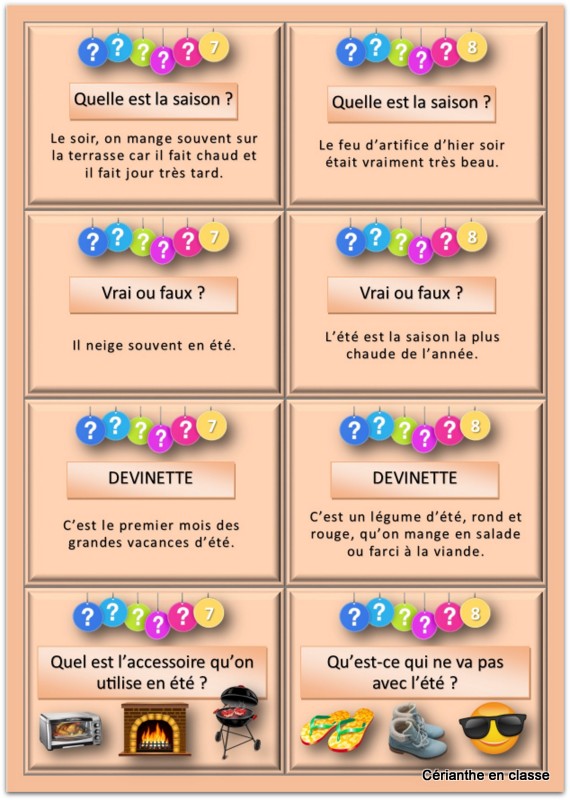 JEU DE L’AUTOMNE POUR LES CE1 – Cérianthe en classe