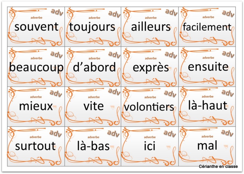 fabrique à phrases adv – Cérianthe en classe