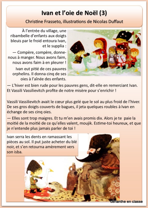 LECTURE SUIVIE CE1 AVEC UN CONTE DE NOËL – Cérianthe en classe