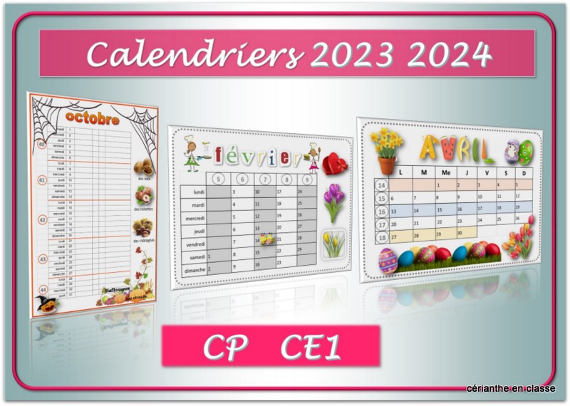 calendriers CP CE1 2023 2024 – Cérianthe en classe